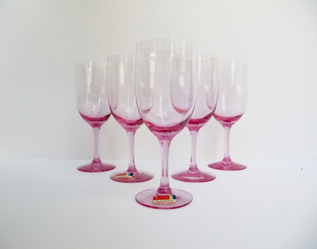 Vintage Pink Wine Glasses