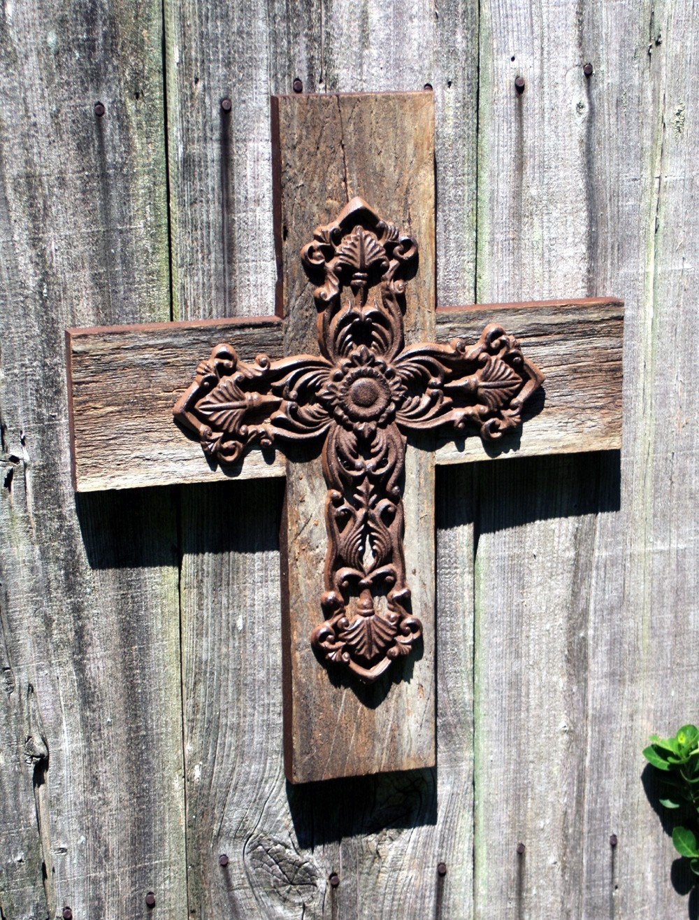 Rustic Cross. Large Wooden Cross. Gray by natureinspiredcrafts