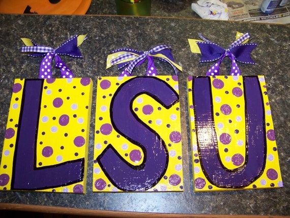 Items similar to LSU Wooden Block Letters on Etsy