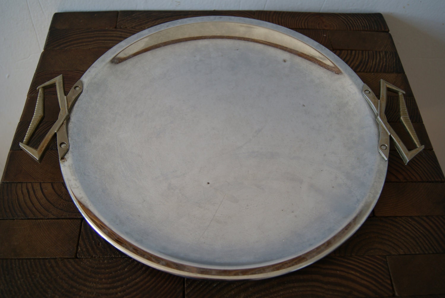 Vintage Mid Century Kromex Silver Serving Tray Platter with