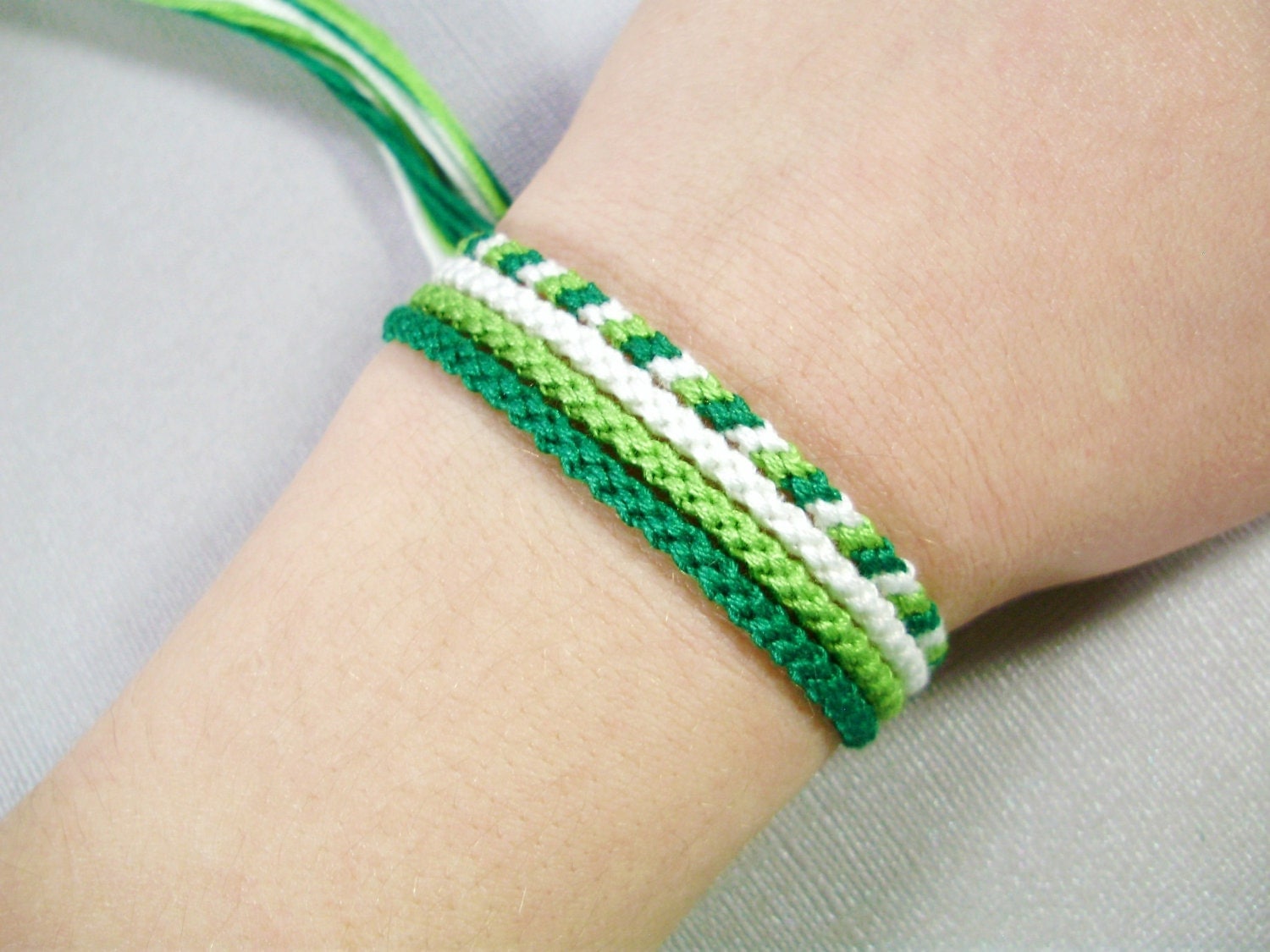 Spring Green Friendship Bracelet Set Four Handmade Bracelets