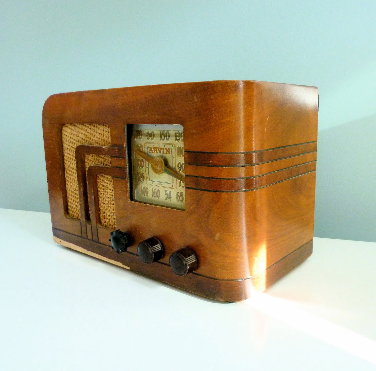 Reserved Vintage Art Deco Radio 1940s Wooden Tube Radio Arvin