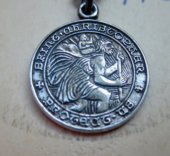 Vintage Sterling Silver Saint Christopher Protect Us by sugarlilac