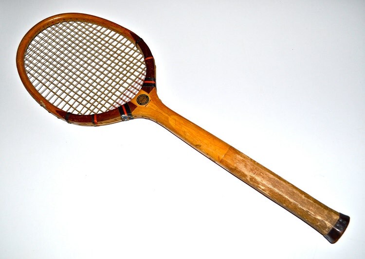 Vintage 1960s DUNLOP GOLD MEDAL Wooden Tennis Racket by louise49