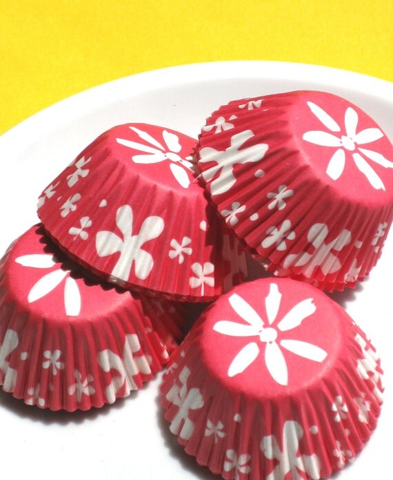Mini Pink Flower Cupcake Liners Candy by thebakersconfections