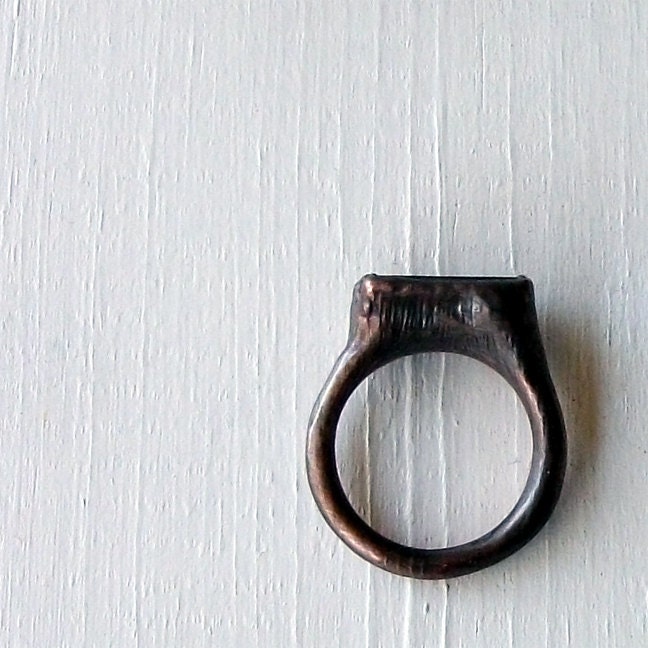 Copper Ring Tourmaline Gem Stone Black Facet Artisan Raw Gem