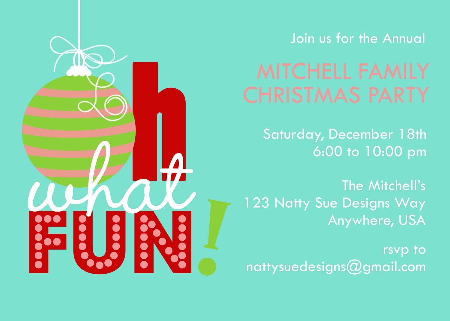 Oh What Fun Holiday Party Invitation by nattysuedesigns1 on Etsy