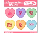 Items similar to Valentines Conversation Hearts - Digital Clip Art ...