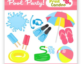 Pool Party Flip Flops Digital Clip Art Personal and