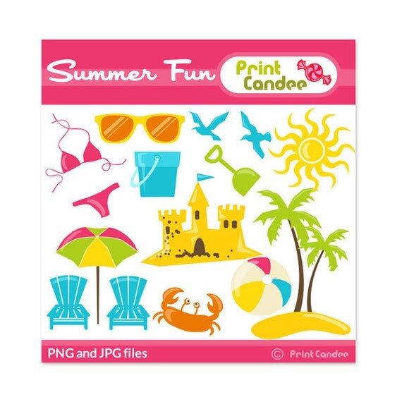 Summer Fun Digital Clip Art Personal and Commercial Use