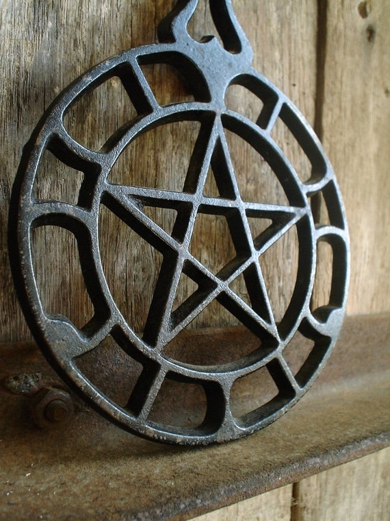 Vintage Black Cast Iron Star Trivet