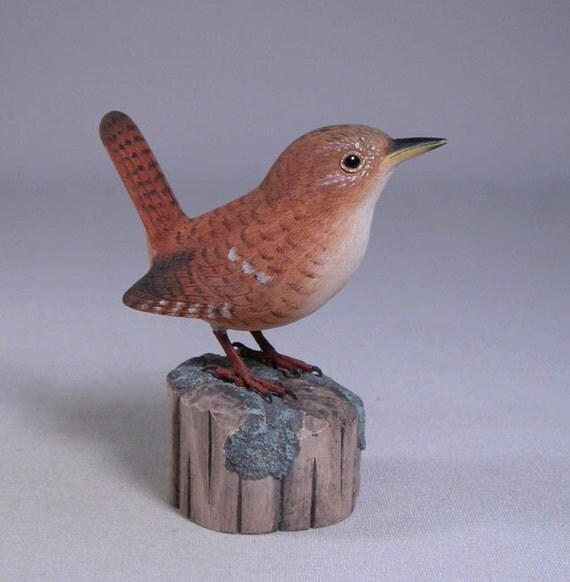 House Wren Hand Carved and Hand Painted Wooden Bird