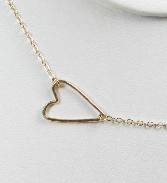 Sideways Heart Necklace 14kt gold filled As seen on by gemsinvogue