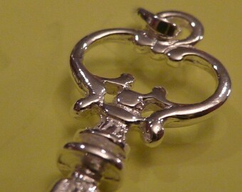 Tiny Key Necklace Tiny Sterling Silver Heart Key Necklace