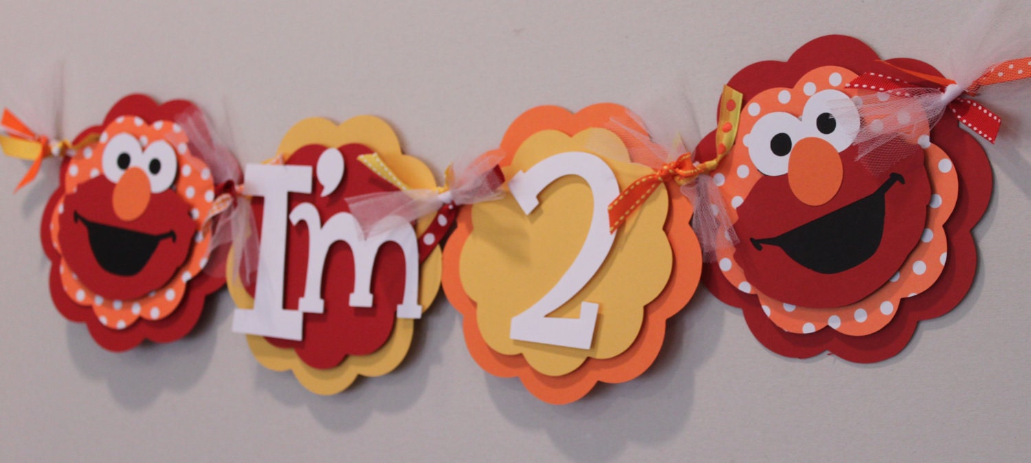 Elmo Red Yellow and Orange High Chair Banner