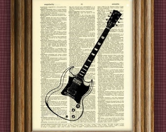 Vintage guitar art | Etsy