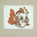 Goldfish Cartoon Monotype Wall Art Hand Colored Original