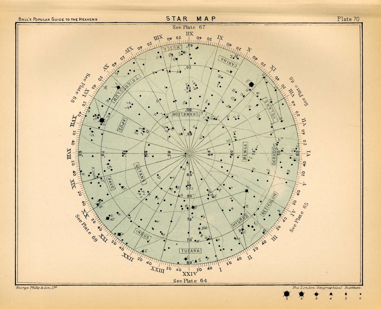star map 70 original antique print