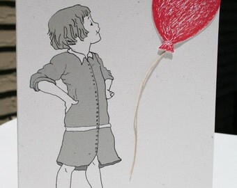 Popular items for red balloon card on Etsy