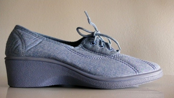 Deadstock Unworn Light Blue 70s Wedges with Rubber Platform