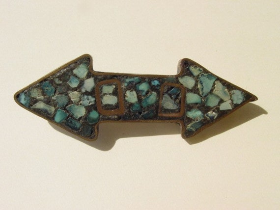 Antique Turquoise Arrow Pin Antique Handmade by jewelsfromthepast