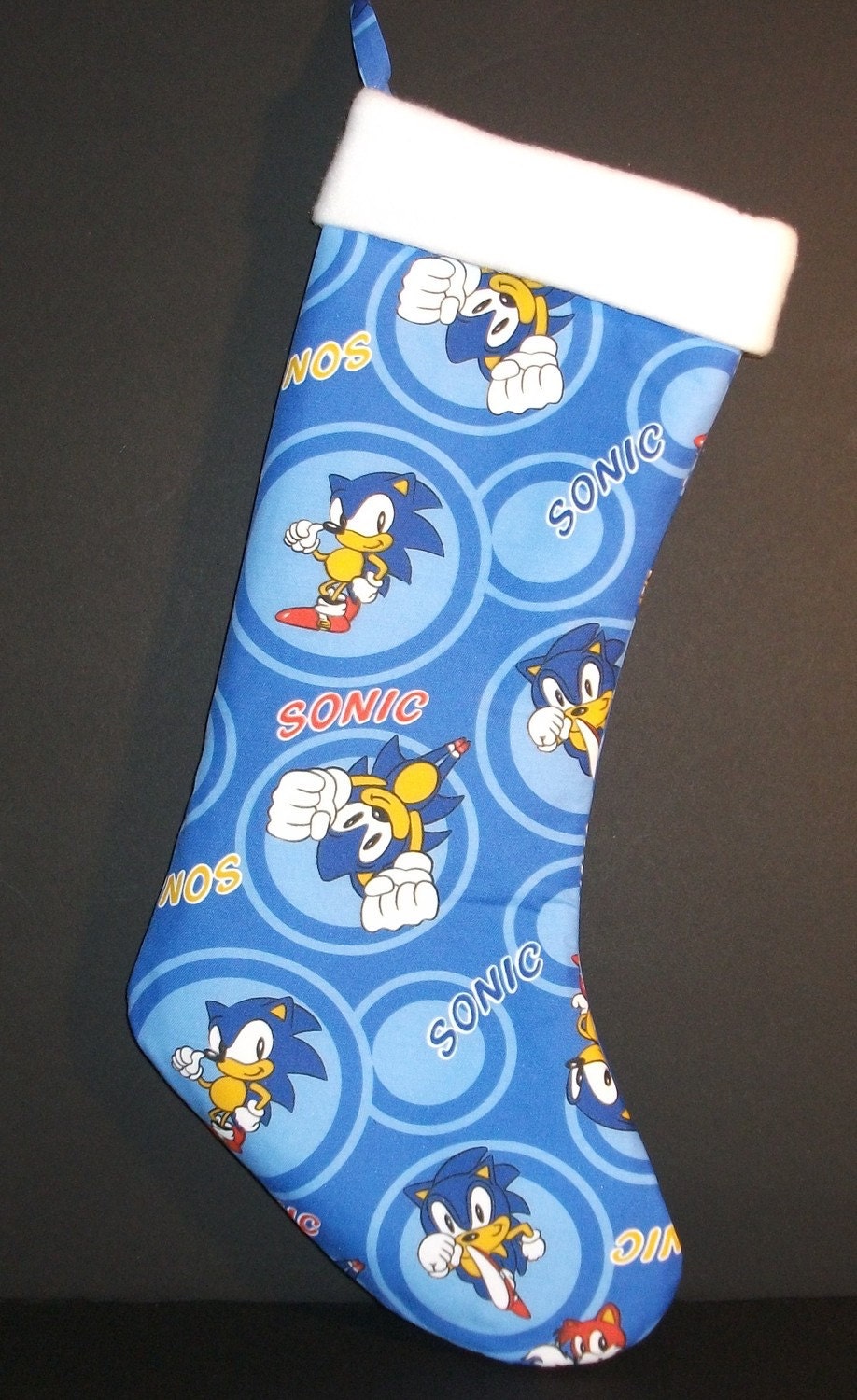 Sonic the Hedgehog Christmas Stocking Blue Handmade Sega