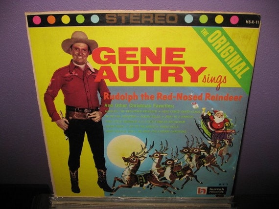 HOLIDAY SALE Vintage Vinyl Record Gene Autry Sings Rudolph The