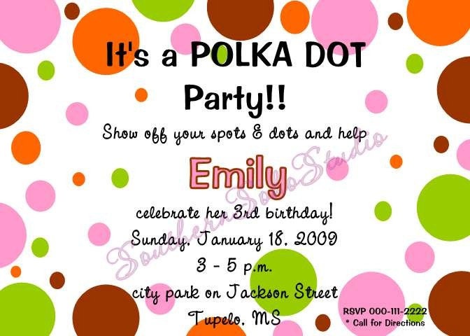 Polka Dot Party Invitations Set of 10