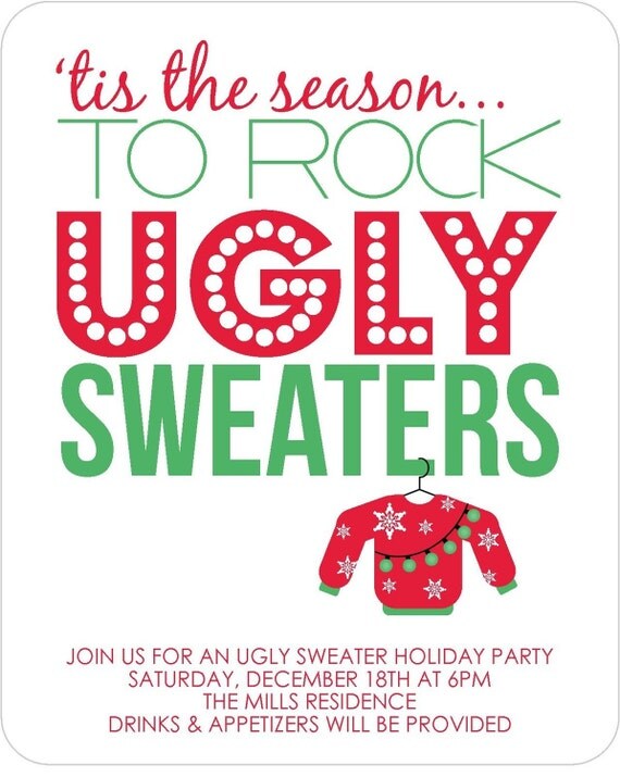 Items Similar To Ugly Sweater Party Invitations Set Of 12 FREE 