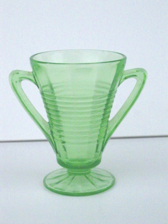 Vintage Anchor Hocking Circle Pattern Green Depression Glass