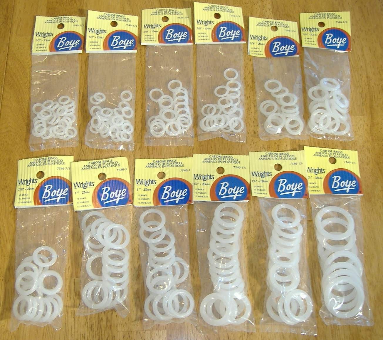 Boye / Wrights Cabone Rings Various Sizes 12 packs
