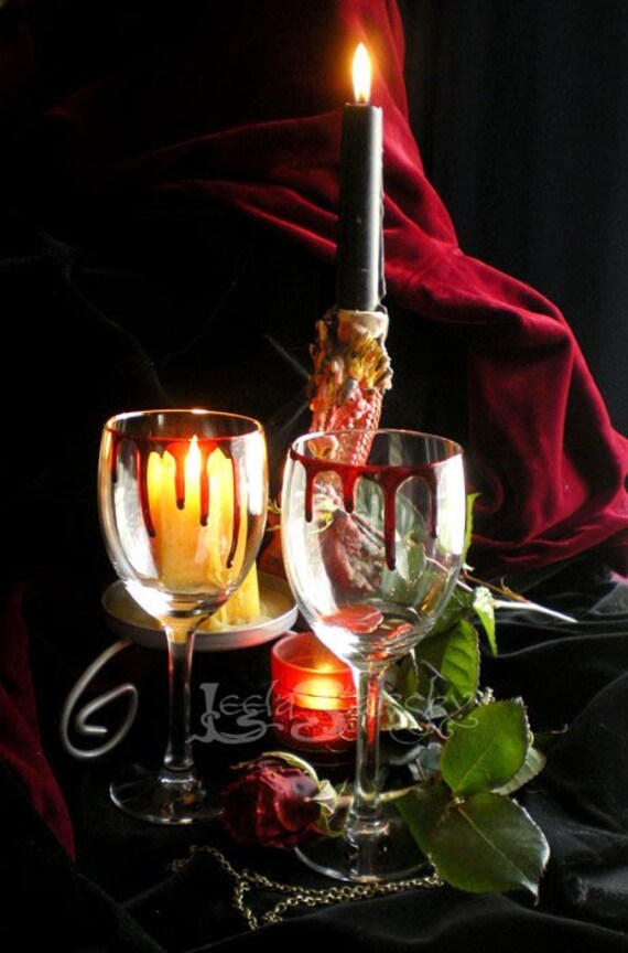 Original Vampire Wine Goblets Ornamental Blood by leelastarsky