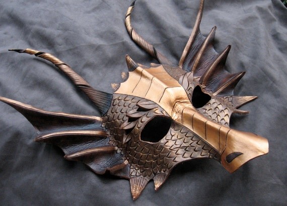 Items similar to Dragon Mask in Bronze, Brown and Copper on Etsy