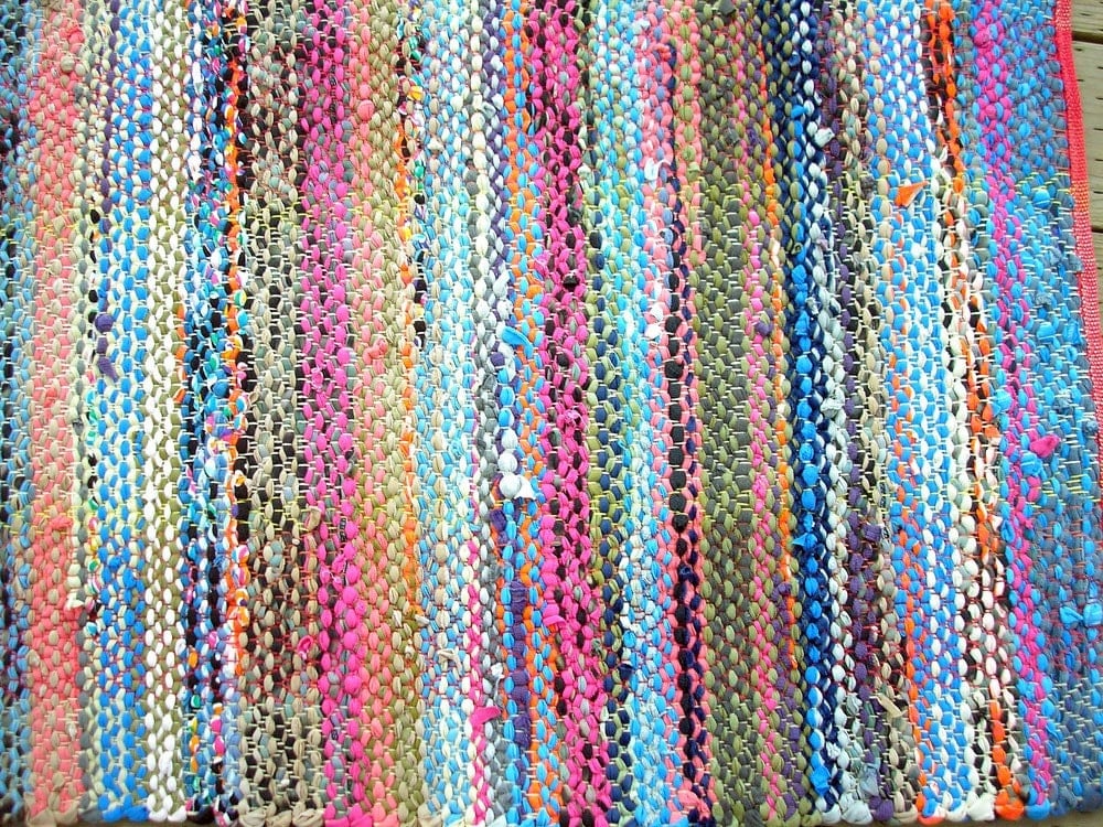 Rag Rug Handwoven Recycled Cotton Knit in Bright Colors