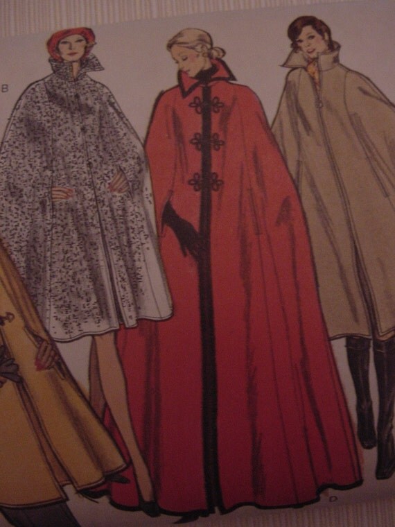 VOGUE 8416 Misses Dramatic CAPE CLOAK pattern sz M 12-14 B