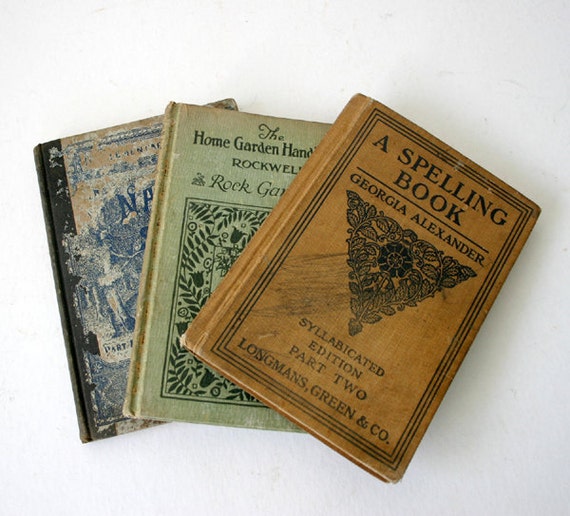 Vintage Book Collection of 3 by ConceptFurnishings on Etsy