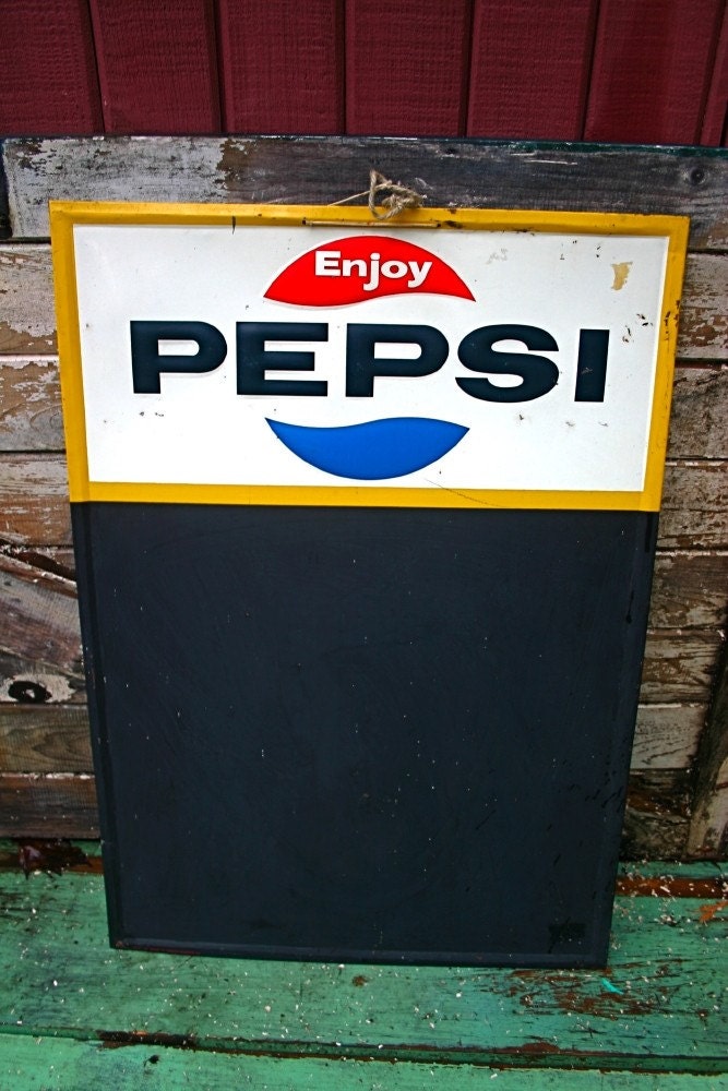 Vintage Metal Pepsi Chalkboard Sign