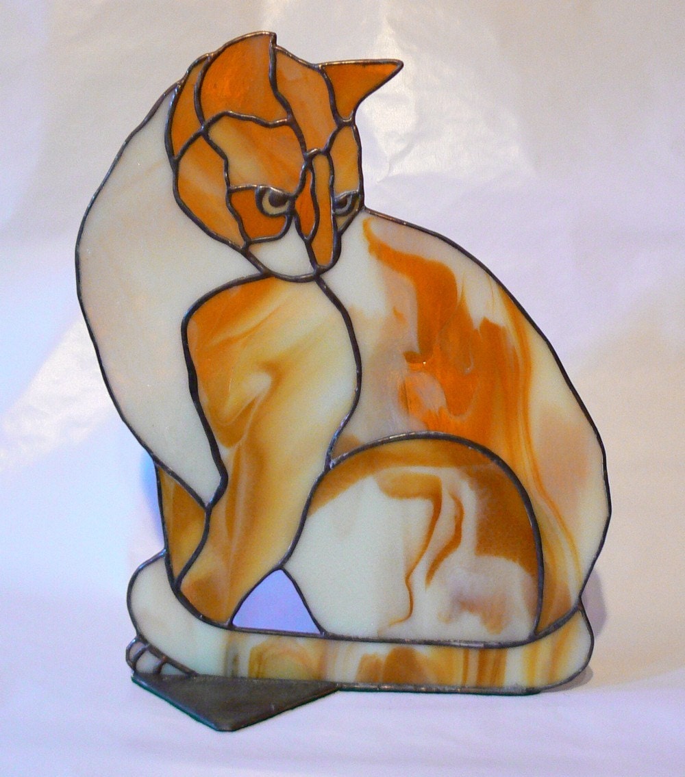 Butch Stained Glass Black and White Cat