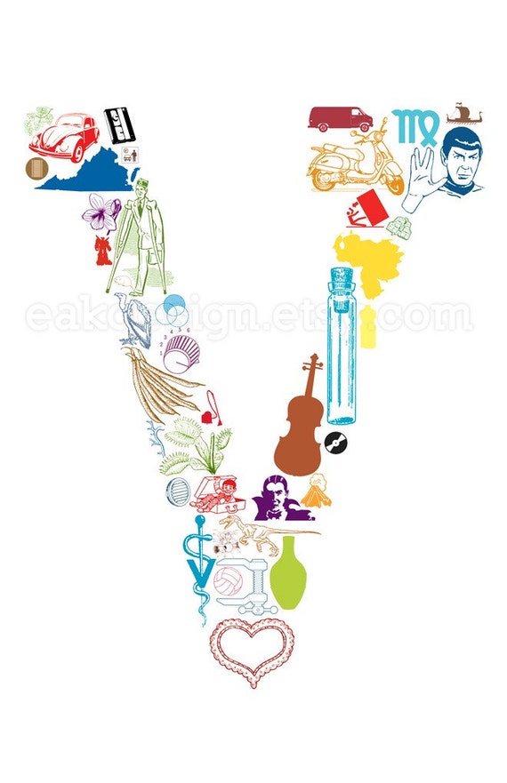 V is for... 11 x 17 Letter V Poster by eakdesign on Etsy