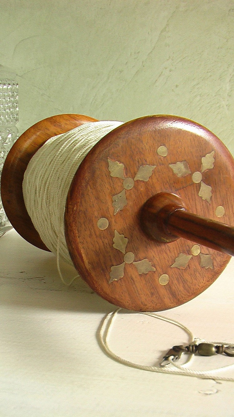 Wooden Kite String Spool Vintage with brass by GrandAndTaylor