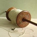 Wooden Kite String Spool Vintage with brass inlay