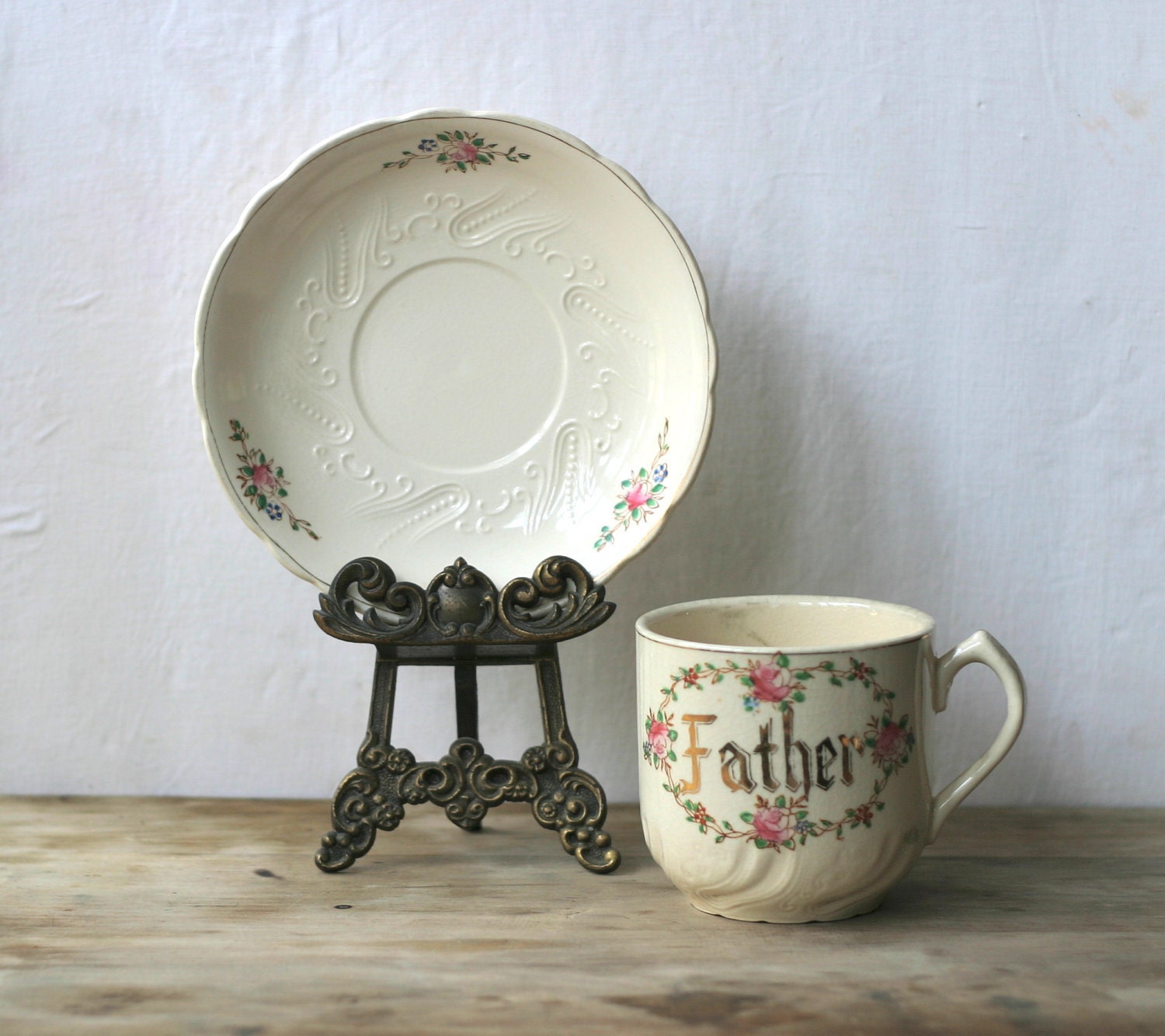 Antique Father Tea Cup And Saucer Pink Roses Japan – Haute Juice