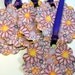 Purple Daisy Round Scalloped Gift Tags Set of five