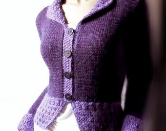 Womens Purple Sweater Jacket, Merino Wool Sweater Cardigan, Many Colors ...