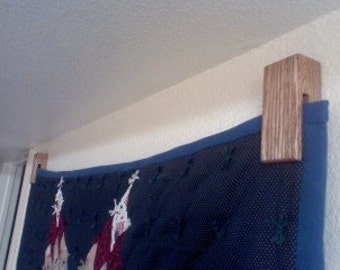 Wood Oak Quilt Rack Hanger and Towel Holder HandMade for 3 hangers