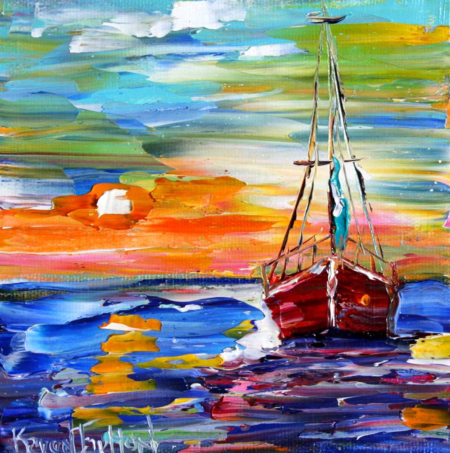 Sailboat Oil Painting