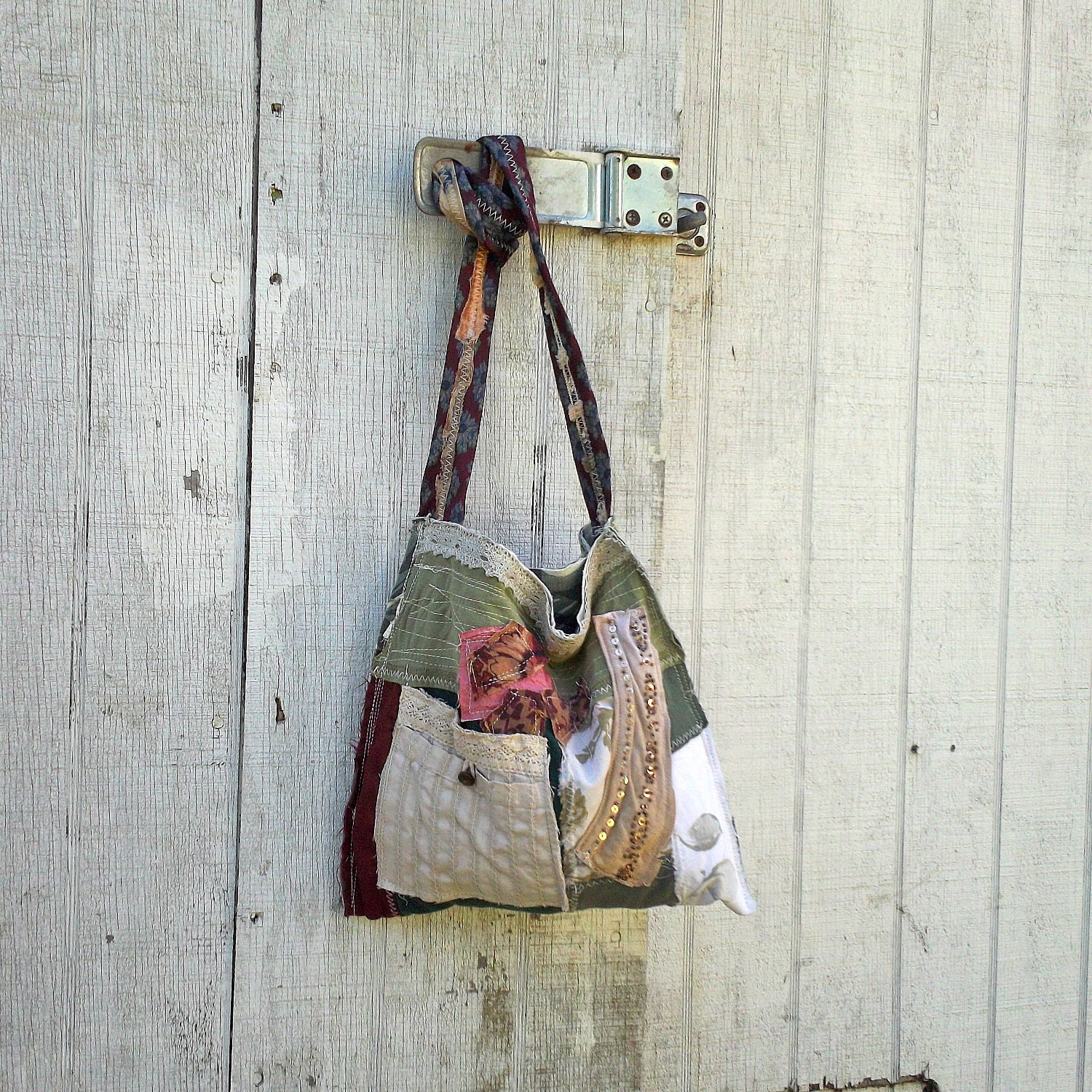 upcycled purse / funky eco Tattered Patchwork Handbag / Tote