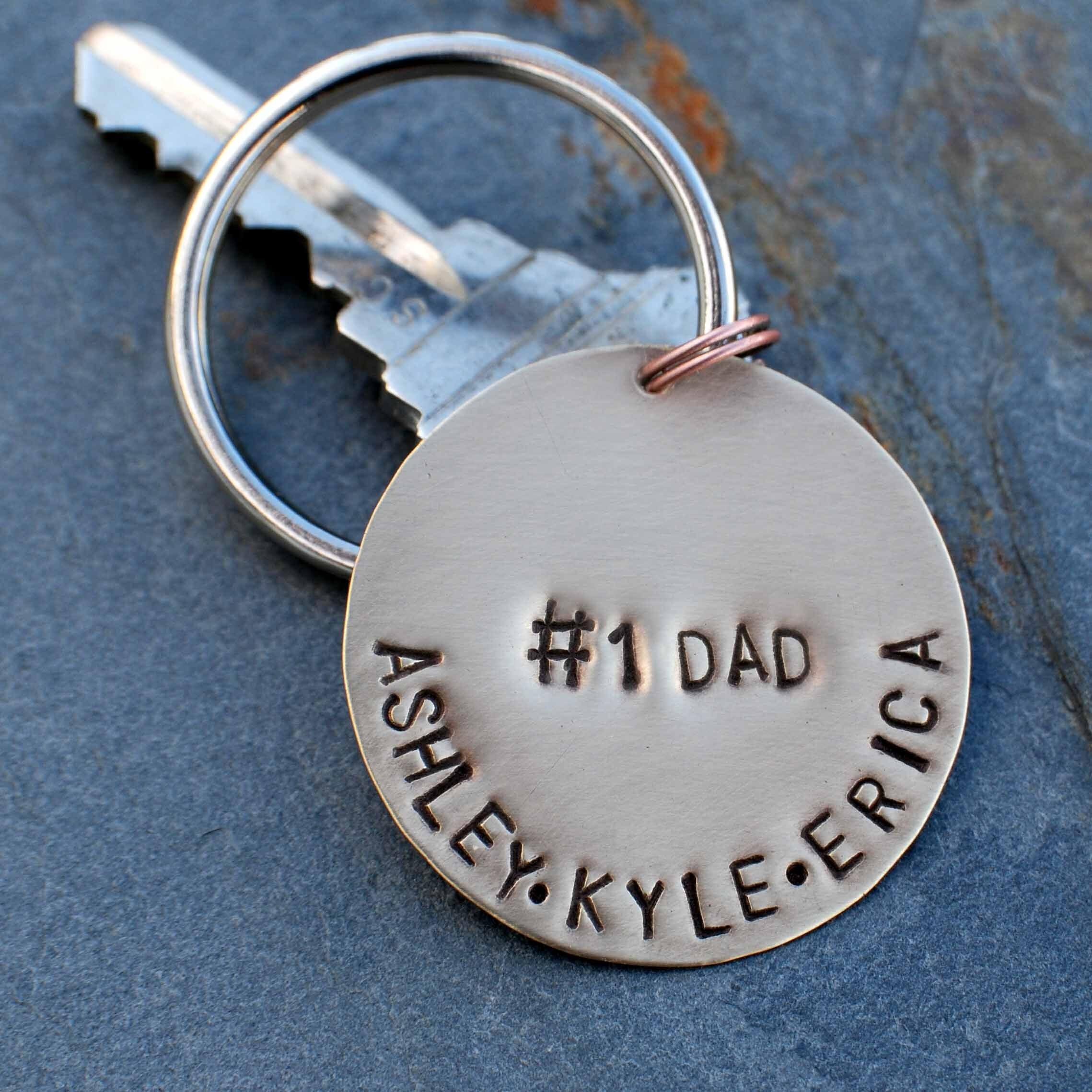 Personalized DAD Keychain Handstamped by perfectcharmingjewel