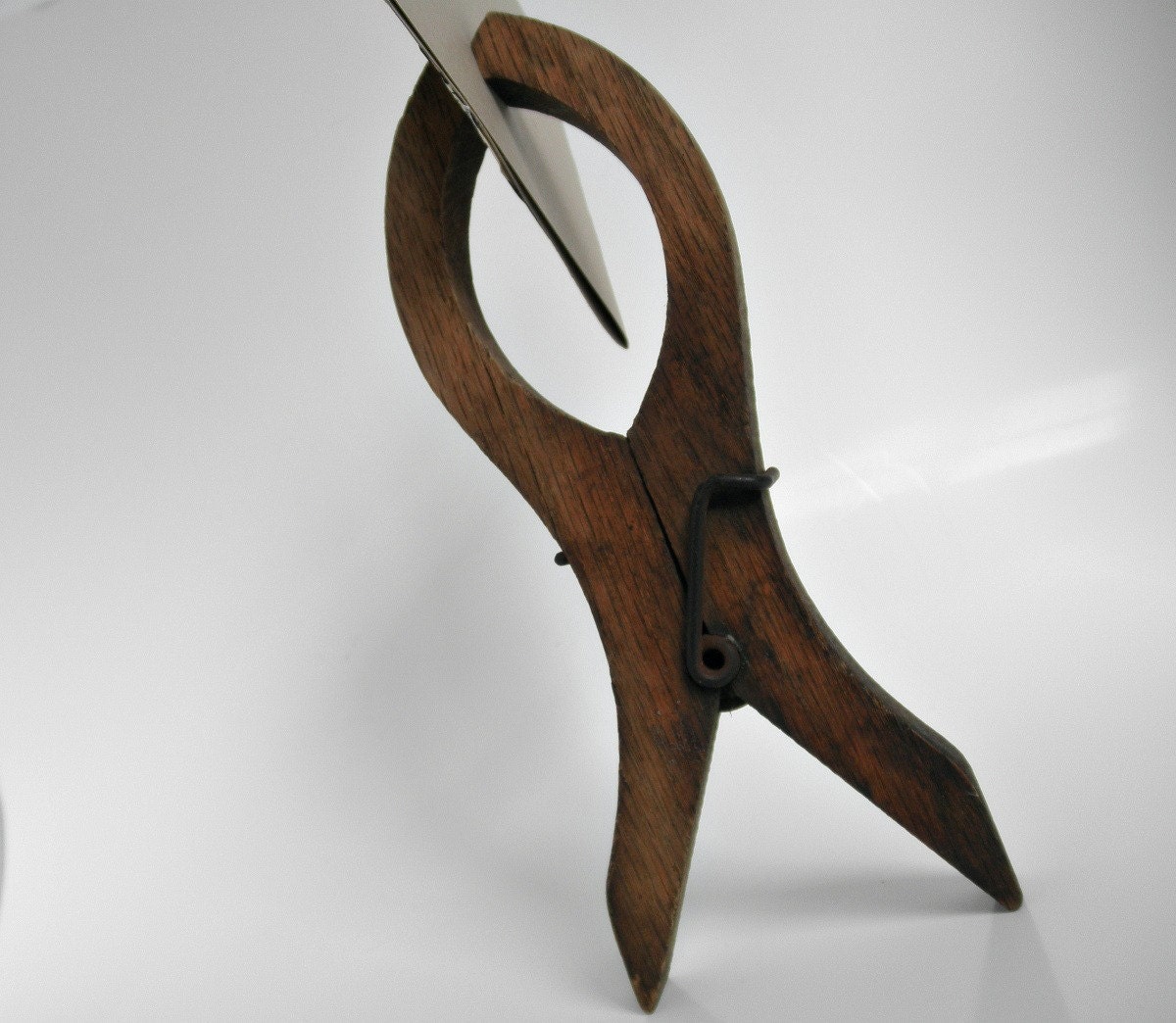 Old Wood Spring Clamp. Primitive Office Clip