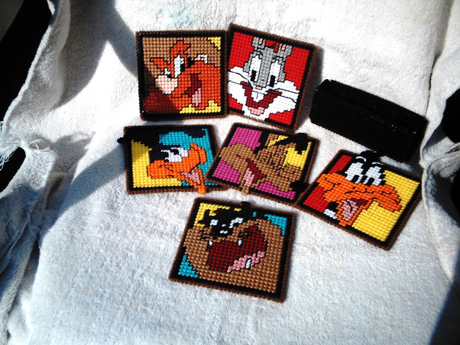 Plastic Canvas Looney Tunes Coaster Set by DestinysTreasures